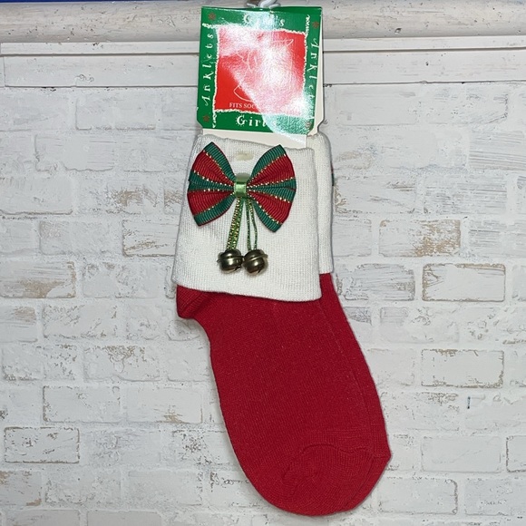 Vintage | Accessories | Vintage Christmas Cuffed Socks With Holiday Bow ...